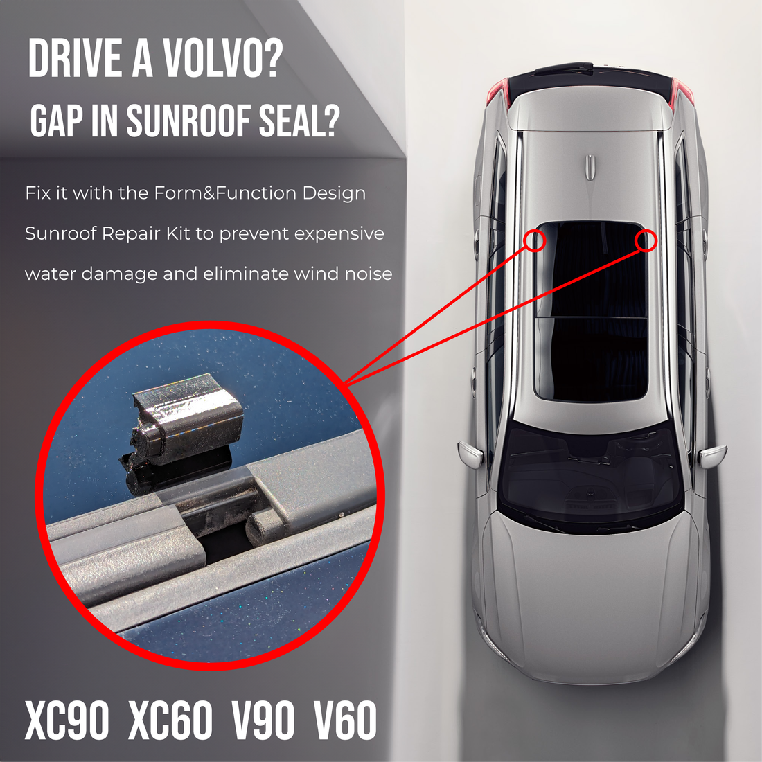 Volvo - Sunroof - Gap Filler Repair Kit (SPA V90, XC90, V60, XC60, XC4 ...